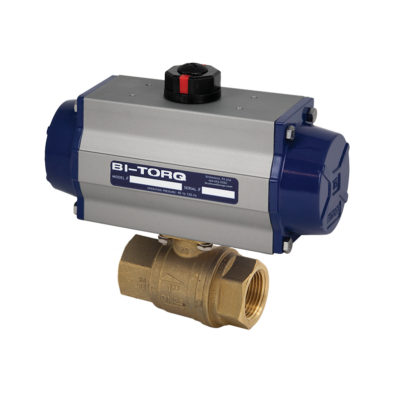 IP-2P (2 Piece) Pneumatic Actuated Brass Ball Valves | Strahman Group