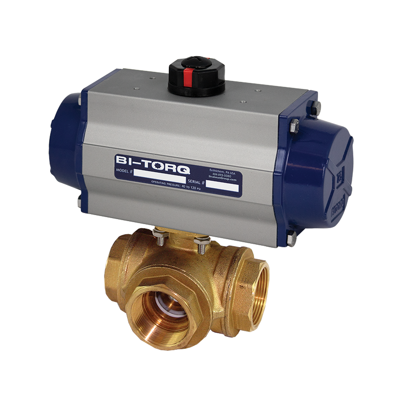 IP-3W (3-Way) Pneumatic Actuated Brass Ball Valves | Strahman Group