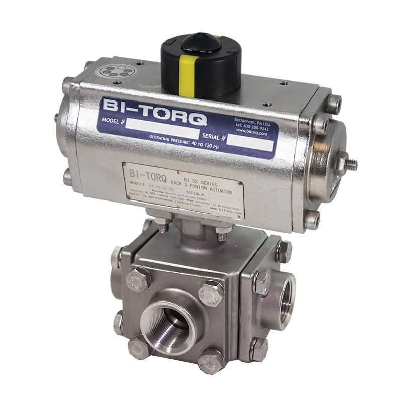 BI-TORQ’s IS-3W (3-Way SS NPT) Pneumatic Actuated Ball Valves ...